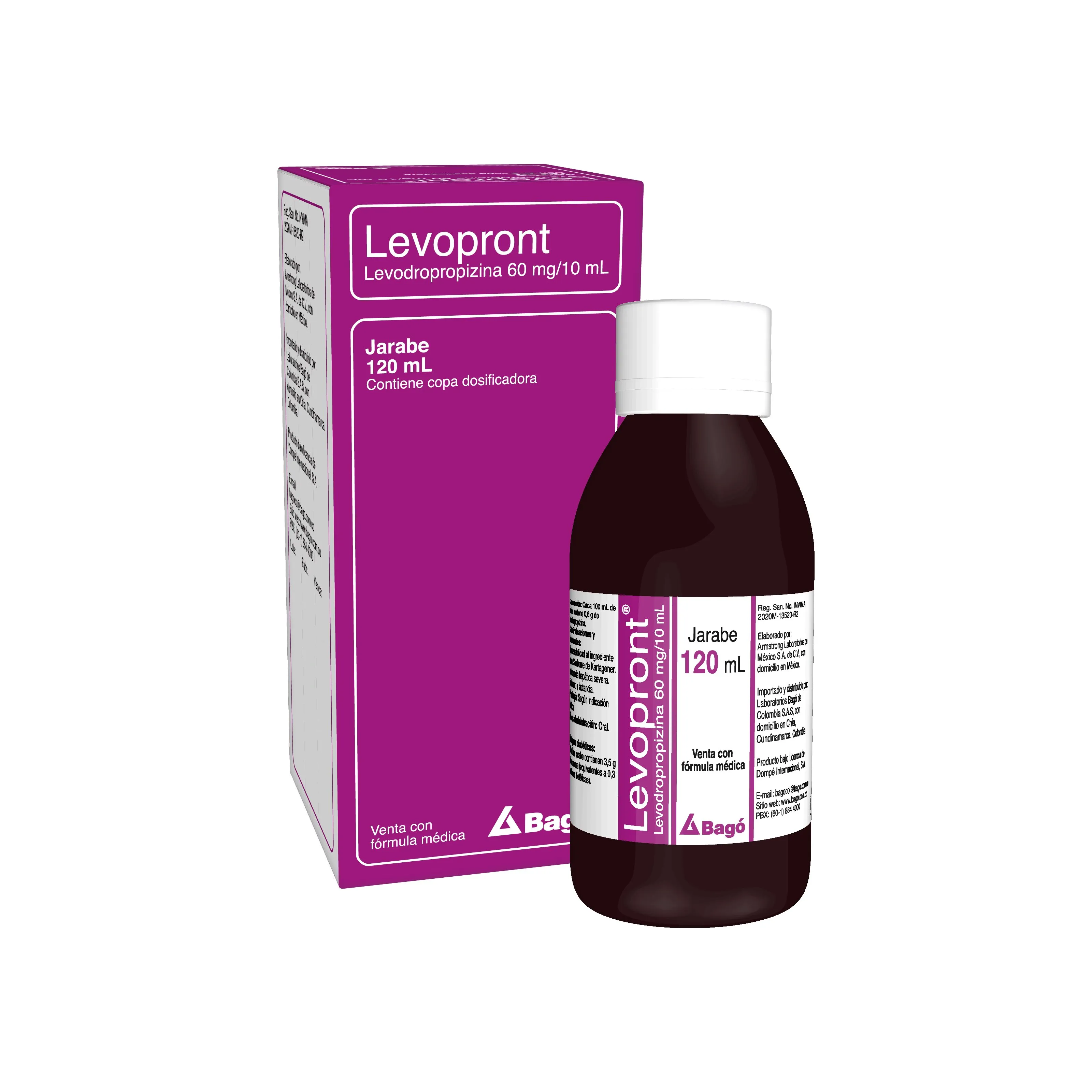 Levopront 60 Mg/10 Ml Frasco 120 Ml Jarabe | Galenica | Medicamentos ...