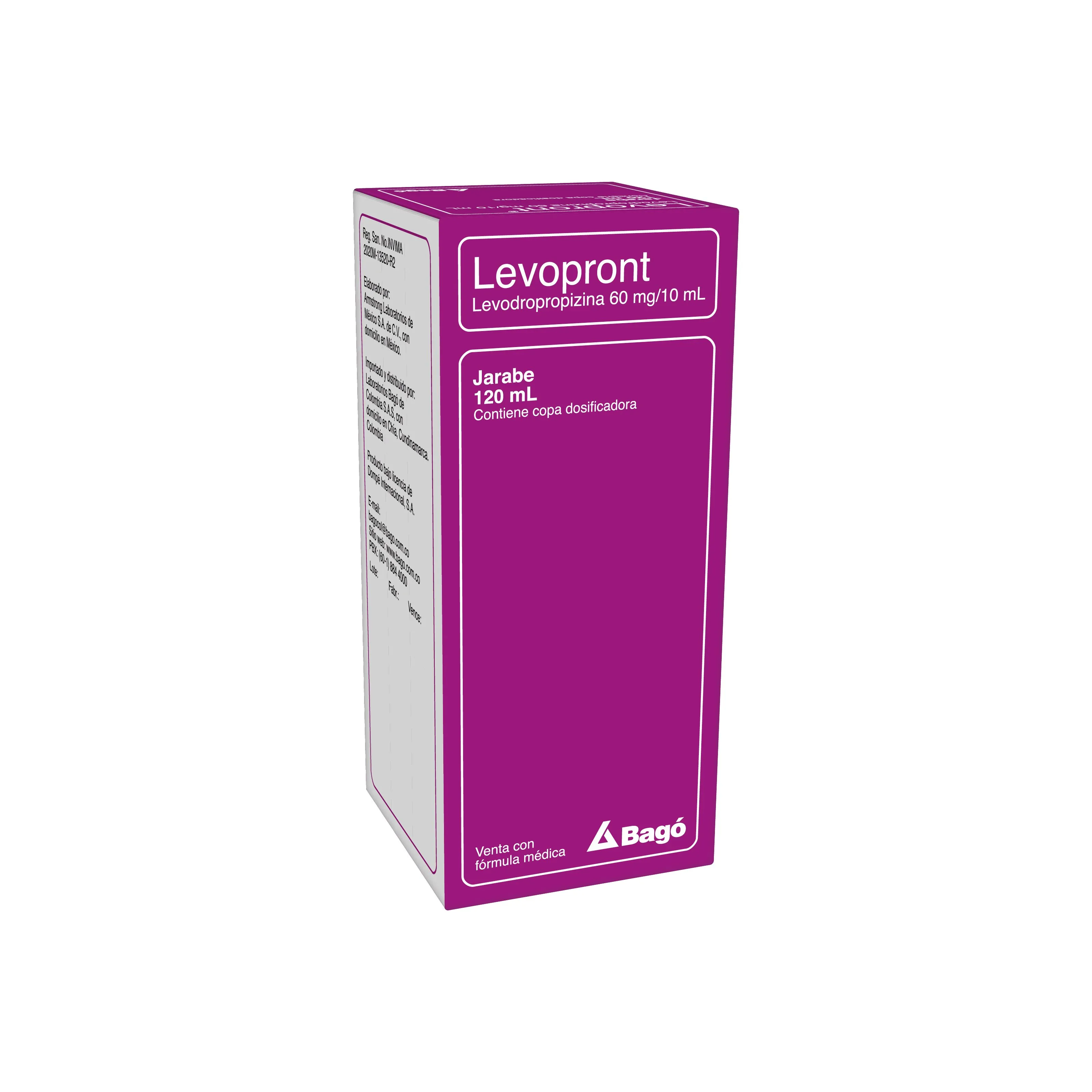 Levopront Levodropropizina 60 Mg/10 Ml Jarabe Frasco X 120 Ml Bago ...